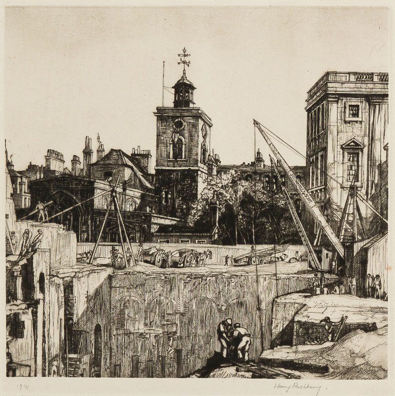 RUSHBURY Sir Henry R.A. R.E. (1889-1968) – ‘St Olave’s, Crutches Friars ...