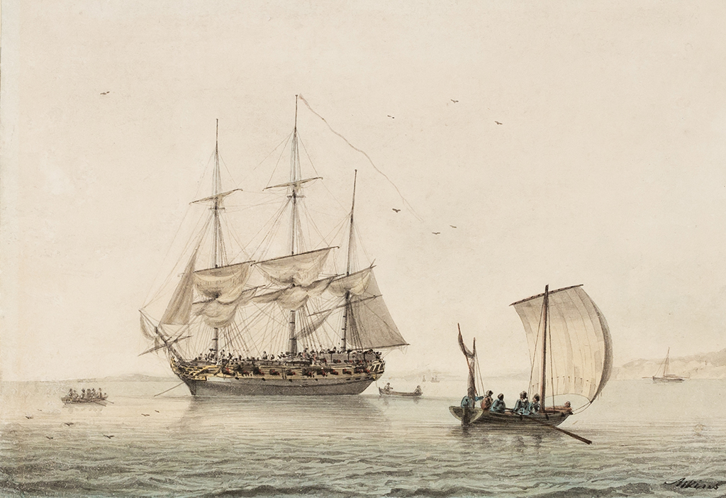 ATKINS Samuel (1760-1810) – A frigate at anchor. | ABBOTT and HOLDER