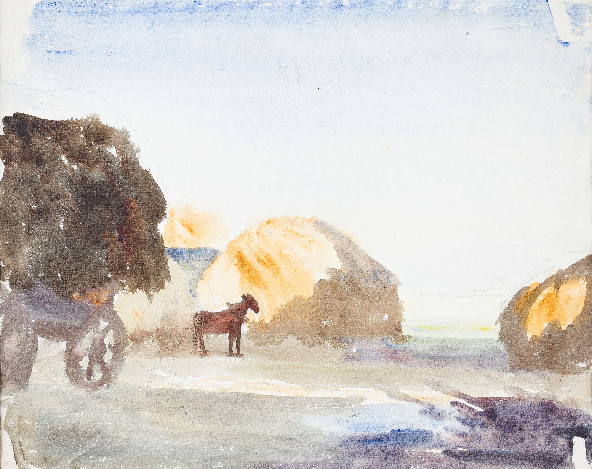 ALEXANDER Jean Dryden N.E.A.C (1911-1994) – Harvest stacks, Suffolk ...