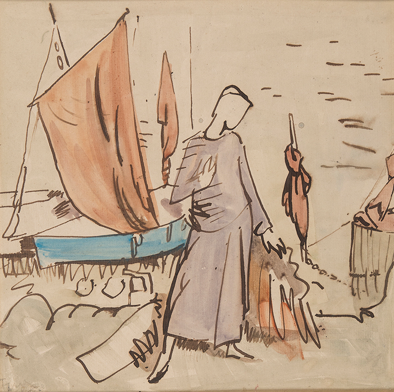 CLARKE HALL Edna (1878-1978) – The Quay Side, Cornwall. | ABBOTT and HOLDER