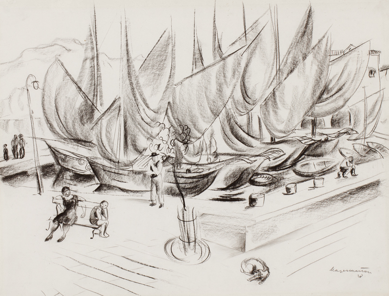 MAYER-MARTON George (1897-1960) – Mediterranean harbour. | ABBOTT and ...
