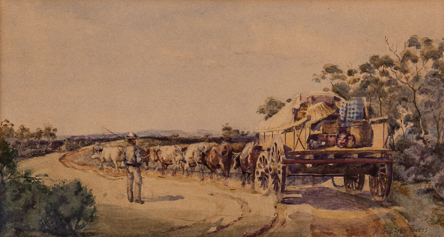 RIVERS (Richard) Godfrey (Exh.1880-1884) – A settler’s wagon, Australia ...
