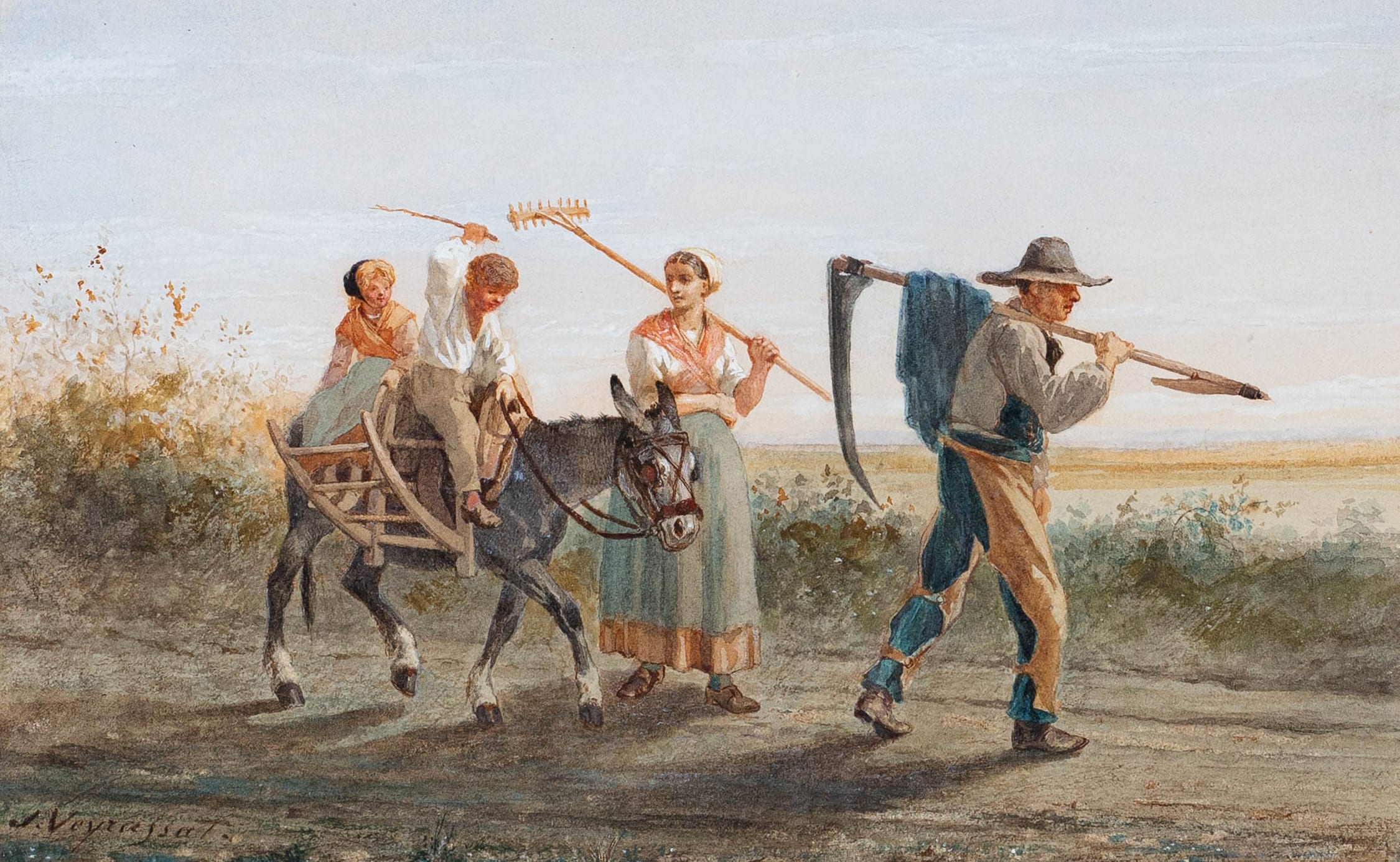 VEYRASSAT Jules Jacques (1828-1893) – Return from the fields. | ABBOTT ...