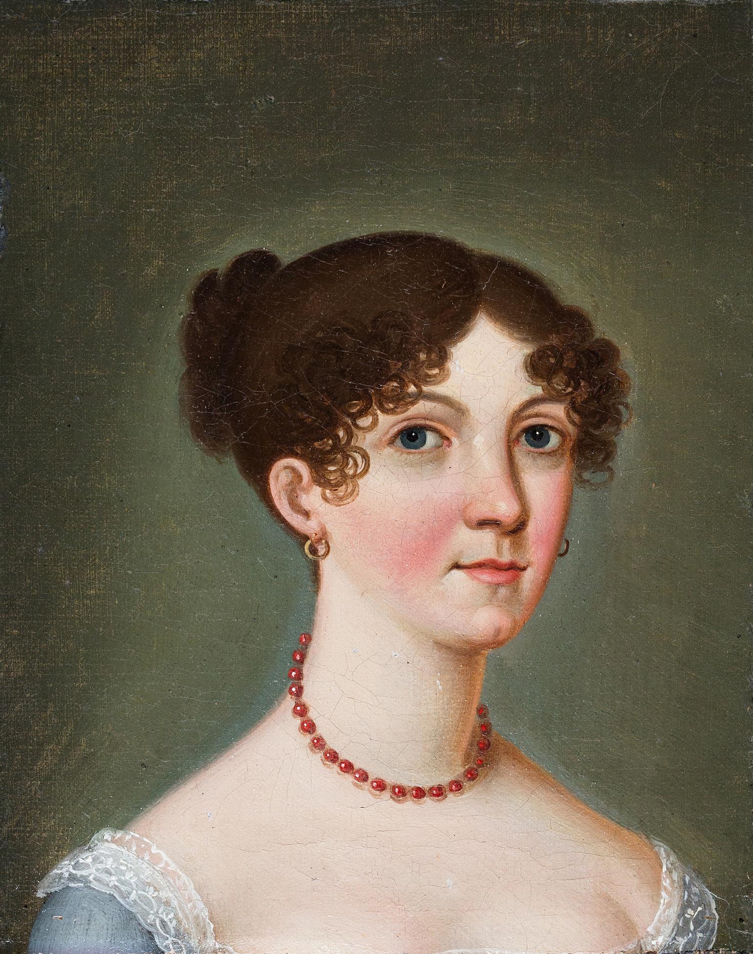 ANON (Nineteenth-Century) – Portrait of a woman in a coral necklace ...