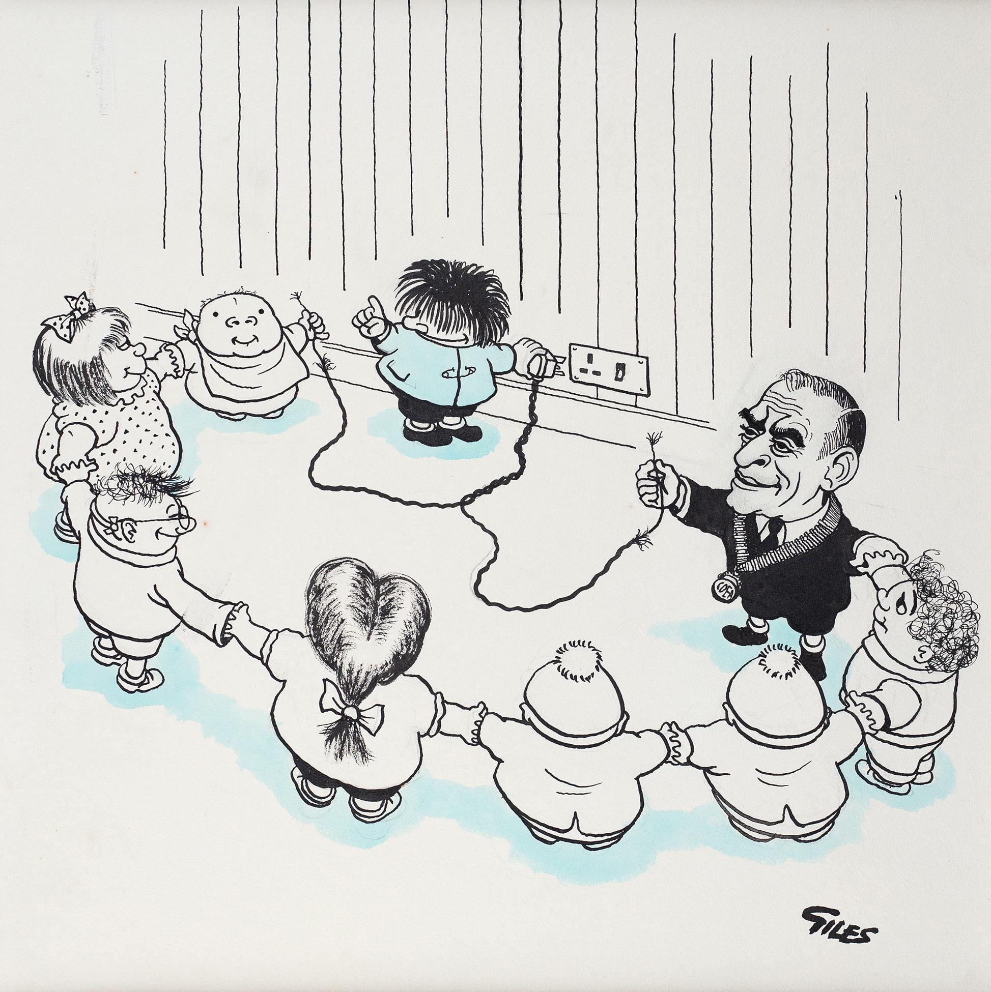 Giles, Carl (1916 – 1995) – The Giles family and Harold Wright wearing ...